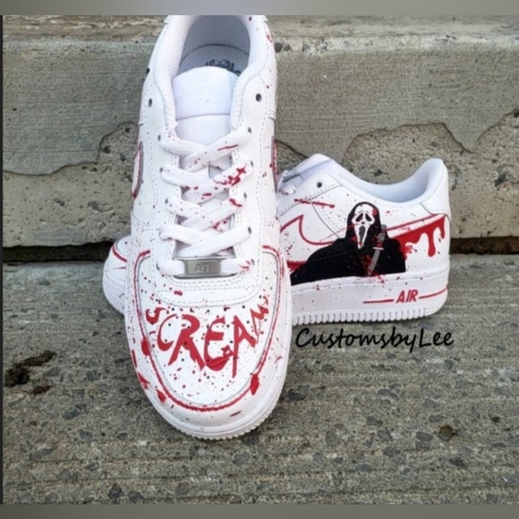 Nike | Shoes | Hand Painted Custom Air Force S Scream Ghostface | Poshmark